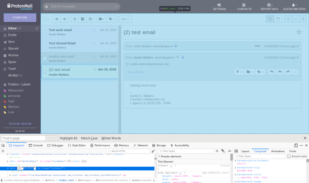 ProtonMail CSS Theme - Austin G. Walters